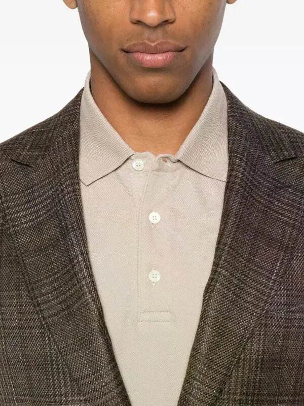 Canali Check-pattern Single-breasted Blazer - Brown