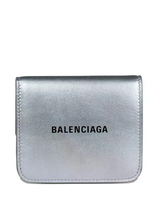 Balenciaga Logo-print Press-stud-fastening Wallet - Silver