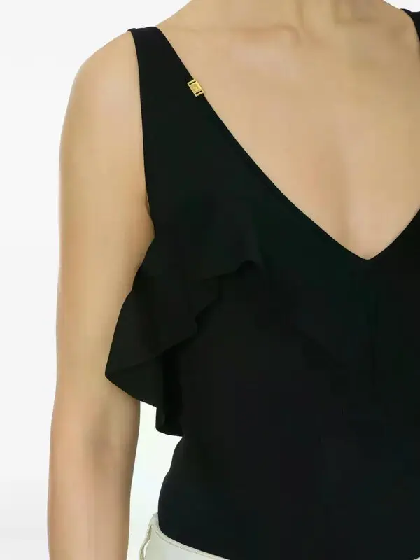 Elisabetta Franchi Milano Stitch Bodysuit With Ruffle Detail - Black