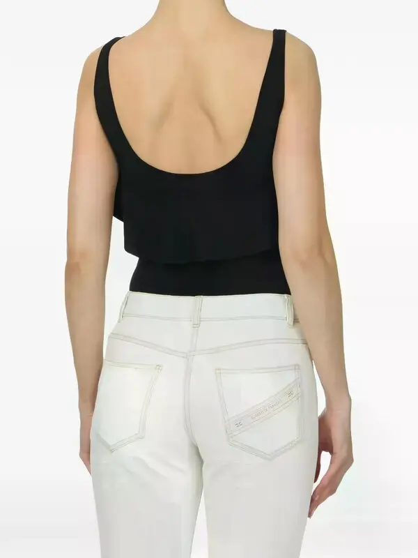 Elisabetta Franchi Milano Stitch Bodysuit With Ruffle Detail - Black