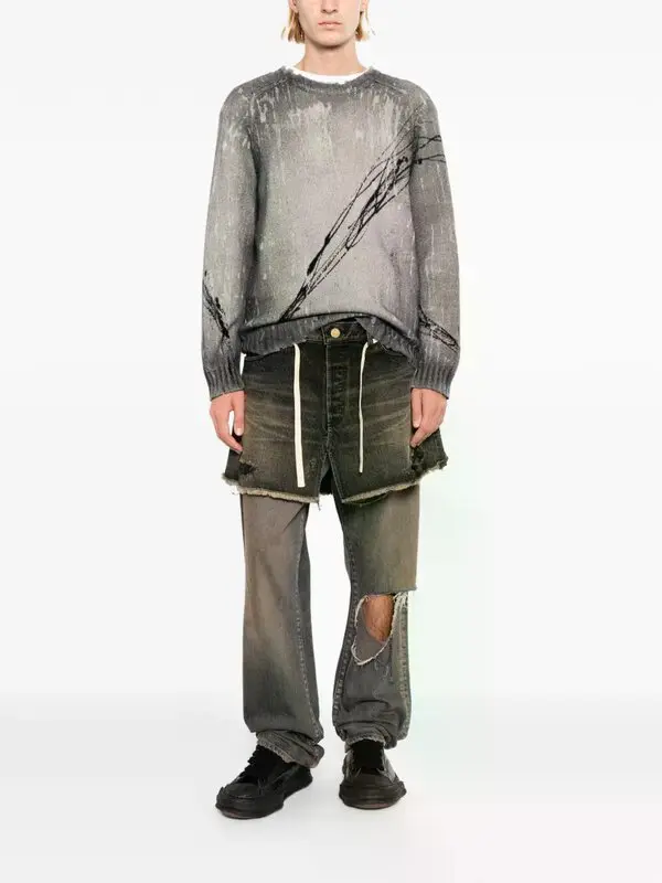 KAMIYA Distressed Frayed-edge Skirt