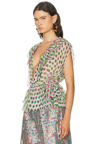 Dries Van Noten Printed Silk Gauze Blouse
