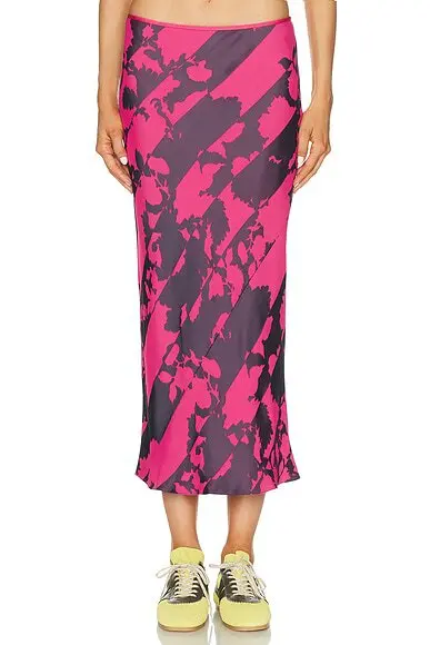 Dries Van Noten Floral Print Satin Midi Skirt
