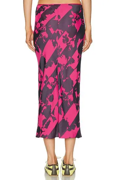 Dries Van Noten Floral Print Satin Midi Skirt