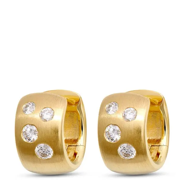 Benbridge 12mm Huggie Hoops With Scattered Round Diamonds In 14k Yellow Gold - Yg