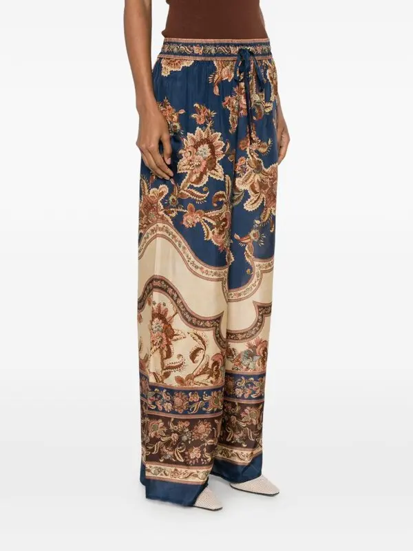 Zimmermann Aster Printed Silk Habutae Trousers - Blue