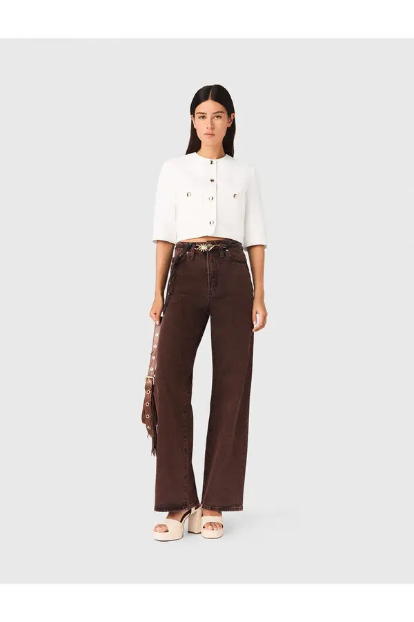 Maje Short Linen Blend Jacket - White