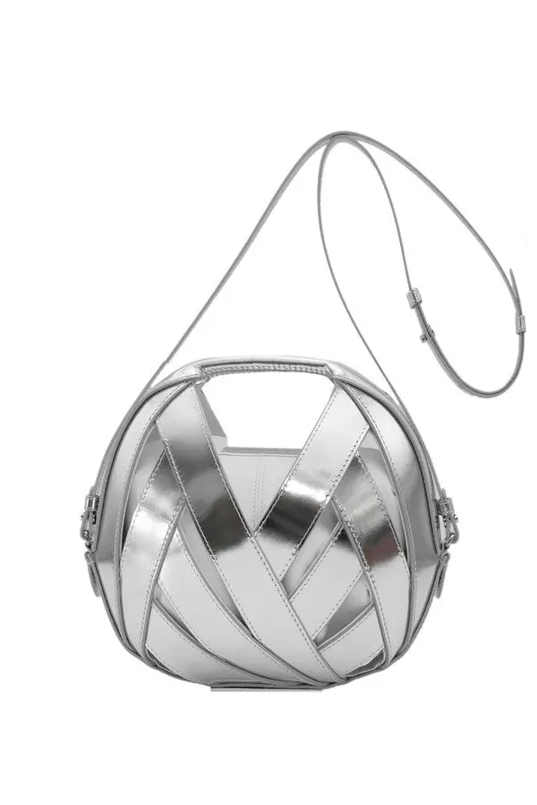 Perrin Le Petit Panier Woven Basket Bag - Silver