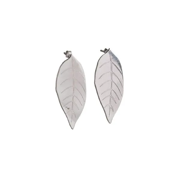 SILVER MOON Leaf Sterling Earrings - Silver