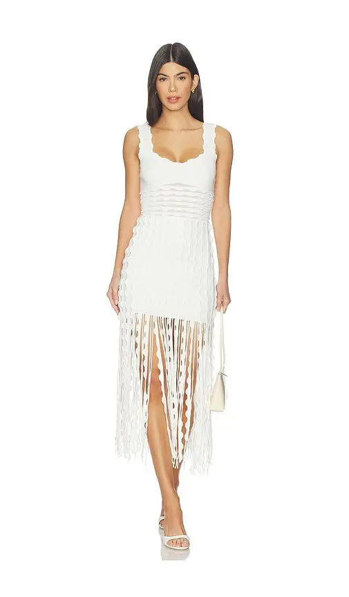 Simkhai Jasmine Scalloped Knit Midi Dress - Ivory