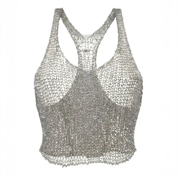 NATALIA FEDNER Metal Racerback Crop Top