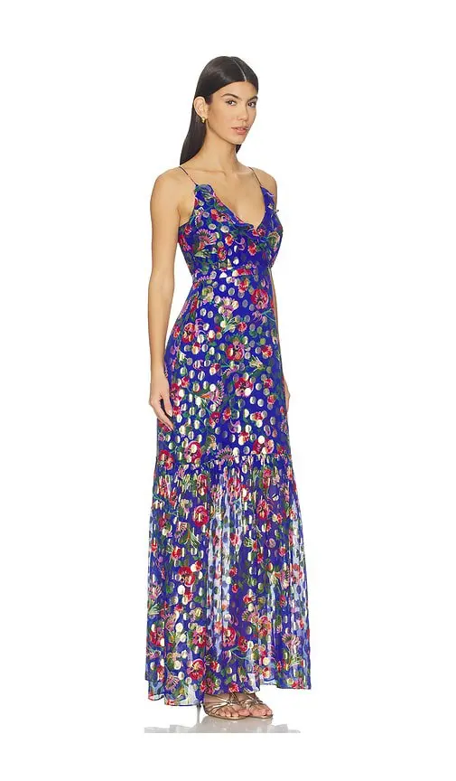 saloni metallic dress Jamie C Dress in Metallic Navy Lip  SALONI
