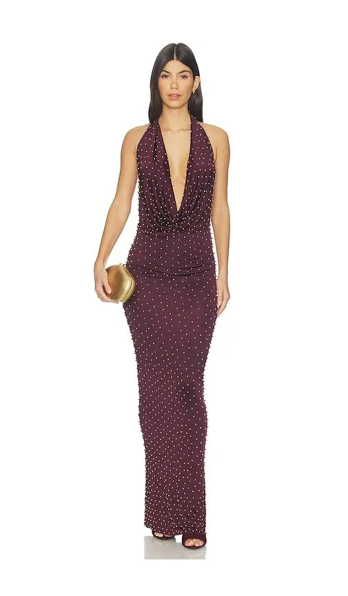 THE NEW ARRIVALS ILKYAZ OZEL Agel Dress In Wine - Tiger Eye