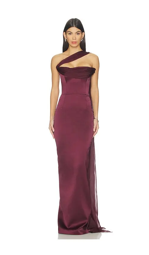THE NEW ARRIVALS ILKYAZ OZEL Julietta Dress In Burgundy - Blood Moon