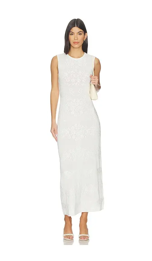 ALIGNE Crochet Knitted Maxi Dress - Ivory