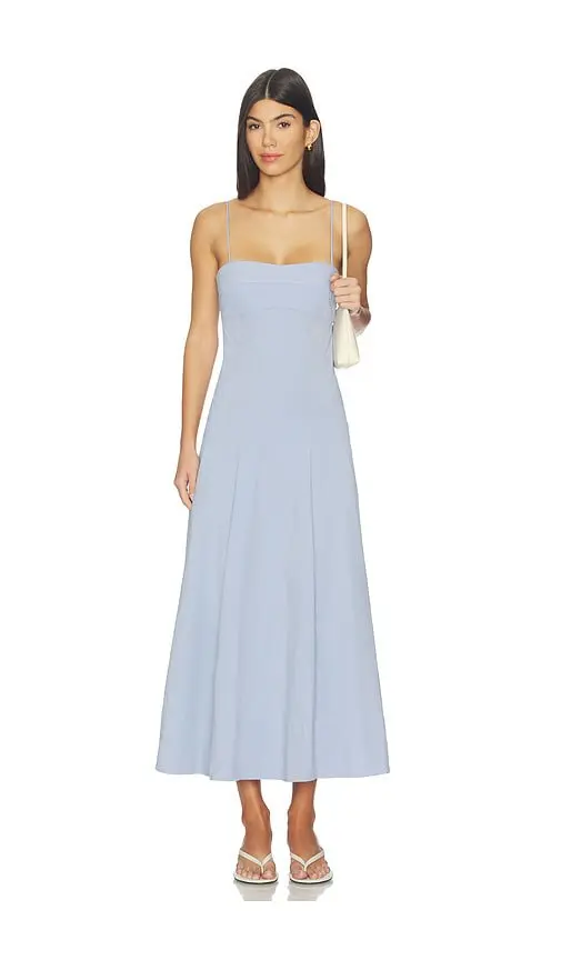 ST. AGNI Everyday Cotton Pleat Dress In Baby Blue - Sky