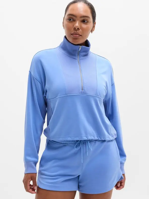 Athleta Seasoft Rib 1/4 Zip Popover - Waterfall