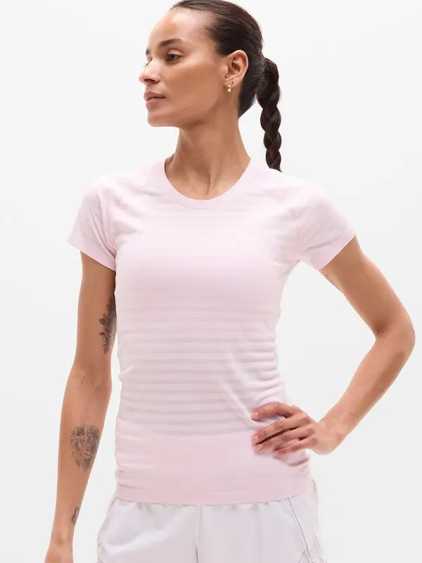 Athleta Momentum Flex Tee - Ballet Textured Stripe