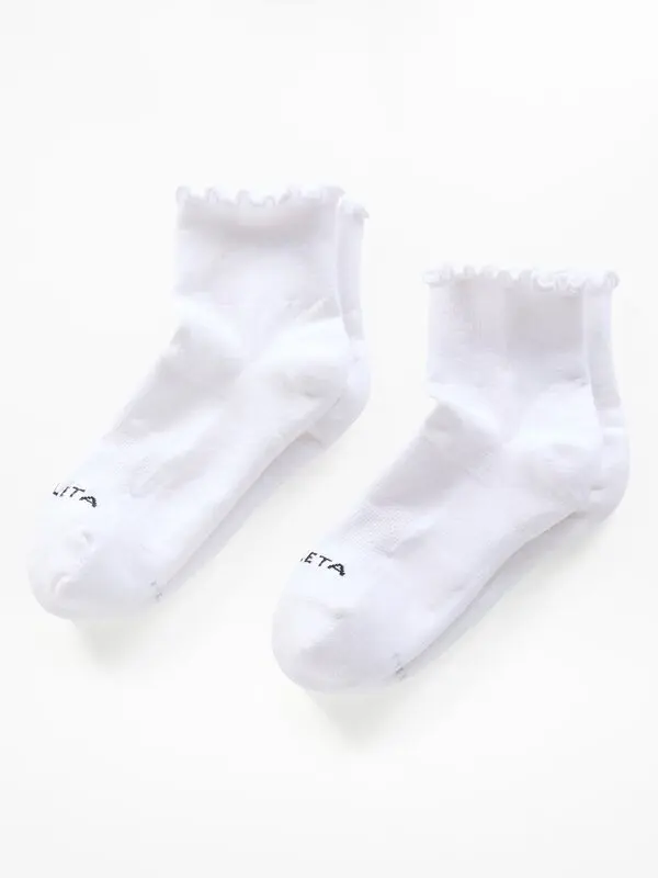 Athleta Ruffle Everyday Quarter Crew Sock 2-pack - Bright White