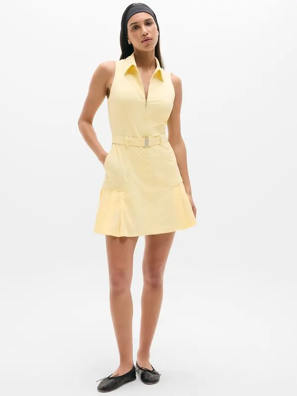 Athleta Sleeveless Belted Mini Dress With Built-in Shorts