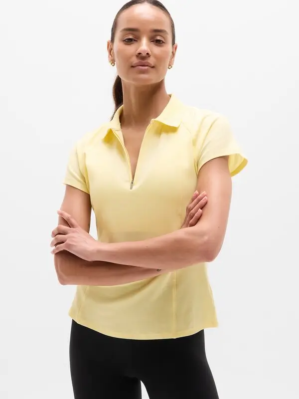 Athleta Short Sleeve Polo With Zipper Detail