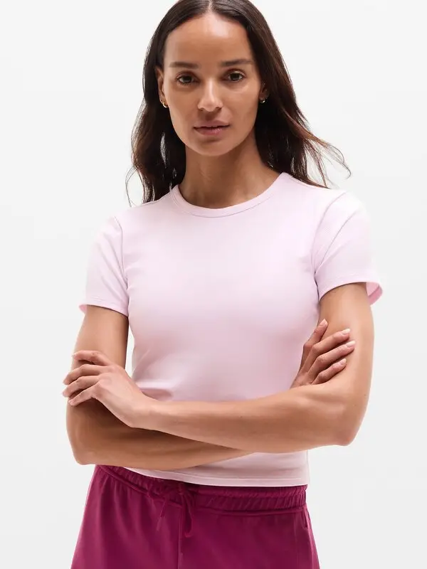 Athleta Signature Rib Crop Tee - Ballet