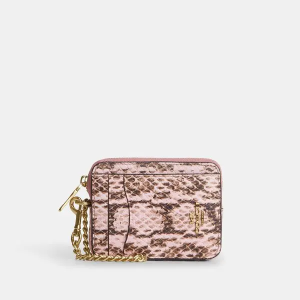 COACH OUTLET Zip Card Case - Gold/pink