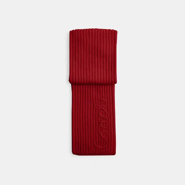 COACH OUTLET Coach Script Knit Muffler - Red
