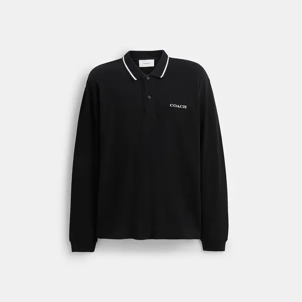 COACH OUTLET Signature Trim Long Sleeve Polo In Regenerative Cotton