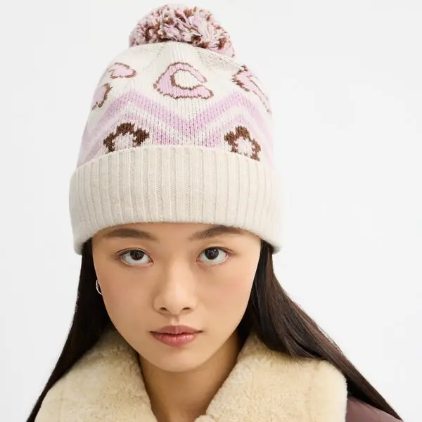 COACH OUTLET Fair Isle Print Knit Beanie - Chalk Multi