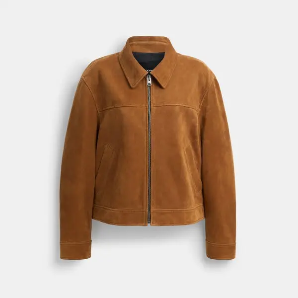 COACH OUTLET Suede Zip Jacket - Sepia