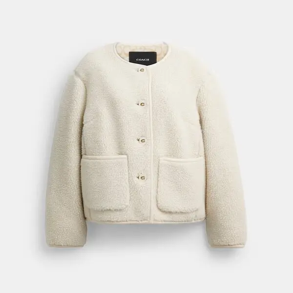 COACH OUTLET Coach Sherpa Cardigan Jacket - Natural
