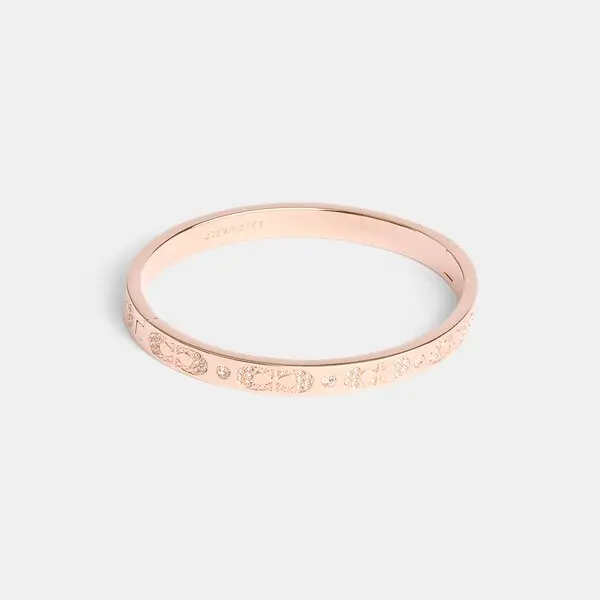 COACH OUTLET Coach Signature Pavé Hinged Bangle - Rose Gold