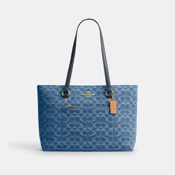 COACH OUTLET Station Tote Bag In Signature Denim - Gold/indigo