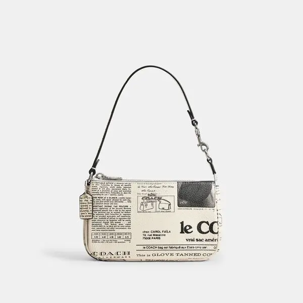 COACH OUTLET Coach Nolita 19 With Newspaper Print - Silver/chalk