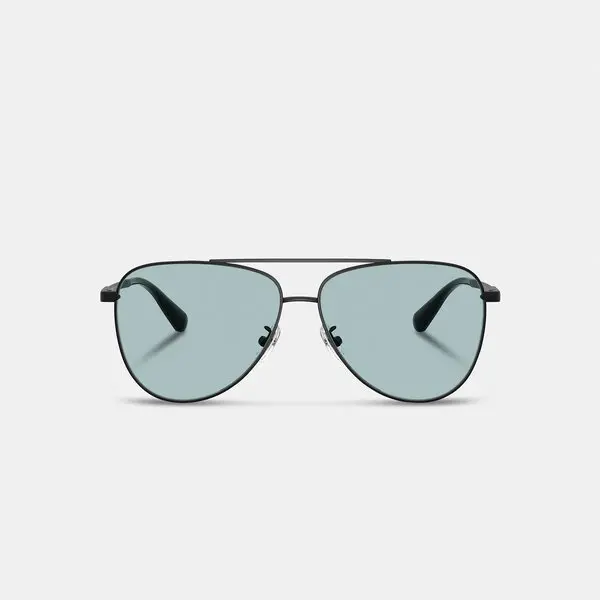COACH OUTLET Coach C Hardware Metal Pilot Sunglasses - Black/blue