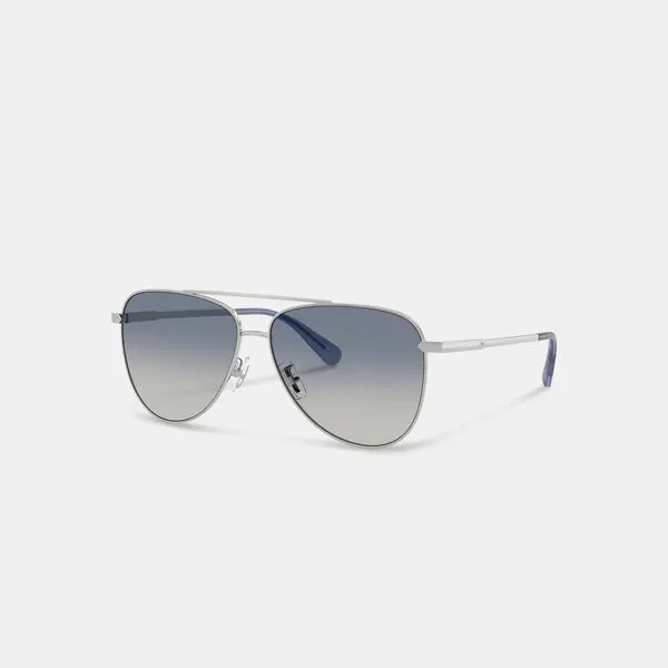 COACH OUTLET Coach Metal Pilot Sunglasses With C Hardware - Silver Blue
