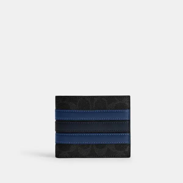 COACH OUTLET Id Billfold Wallet In Signature Canvas With Varsity Stripe - Black