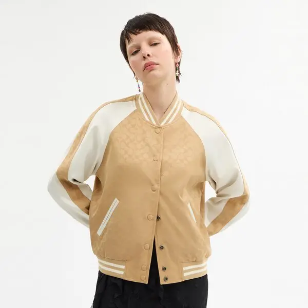 COACH OUTLET Reversible Signature Varsity Jacket - Beige