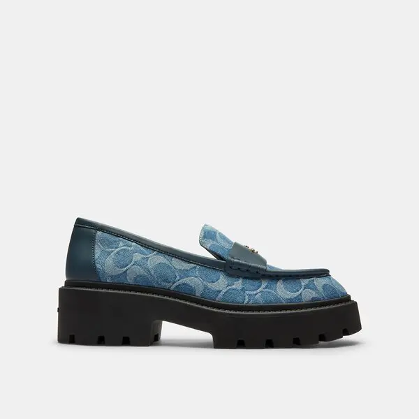 COACH OUTLET Coach Signature Denim Loafers With Lug Sole - Indigo