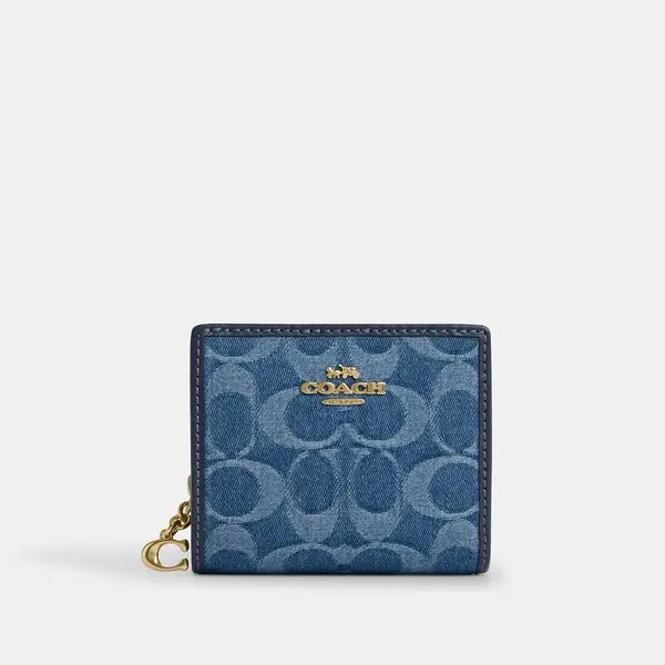 COACH OUTLET Snap Wallet In Signature Denim - Gold/indigo