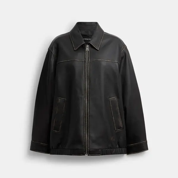 COACH OUTLET Oversized Leather Jacket - Black