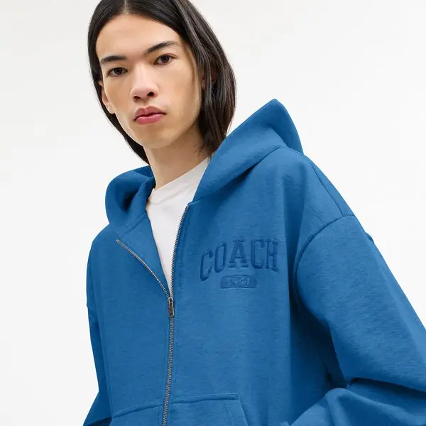COACH OUTLET Coach Boxy Full Zip Hoodie - High Tide