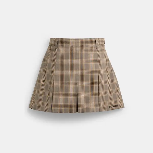 COACH OUTLET Coach Pleated Plaid Skirt In Recycled Polyester
