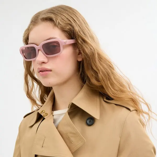 COACH OUTLET Coach C Heart Narrow Square Sunglasses - Pink