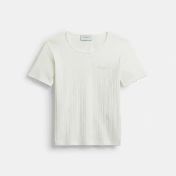 COACH OUTLET Coach Pointelle T-shirt - Off White