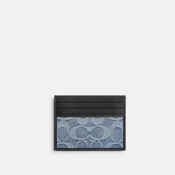 COACH OUTLET Slim Id Card Case In Loved Signature Denim - Light Indigo