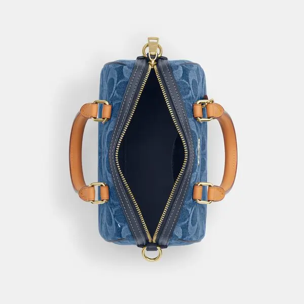 COACH OUTLET Coach Signature Denim Mini Rowan Crossbody Bag - Gold/indigo