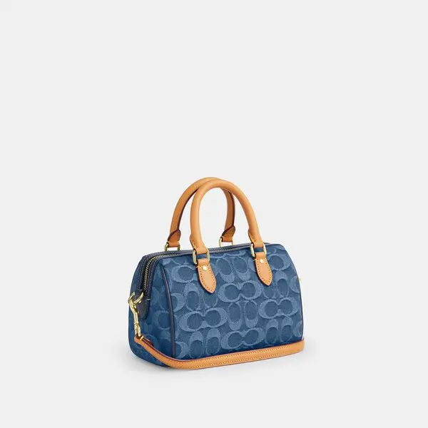 COACH OUTLET Coach Signature Denim Mini Rowan Crossbody Bag - Gold/indigo