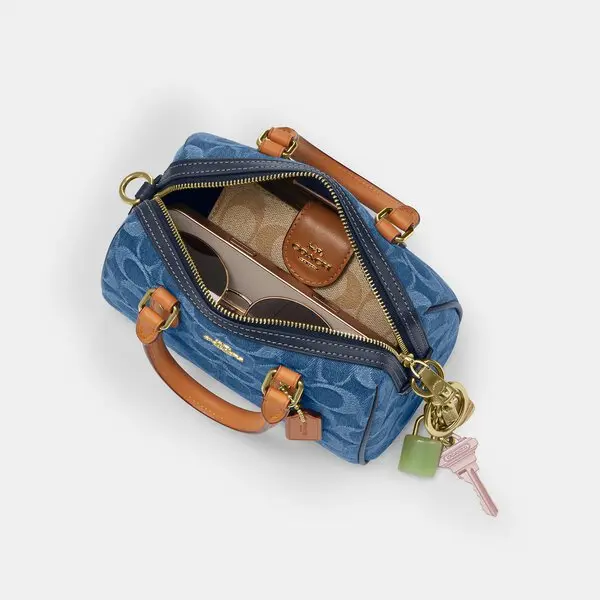 COACH OUTLET Coach Signature Denim Mini Rowan Crossbody Bag - Gold/indigo